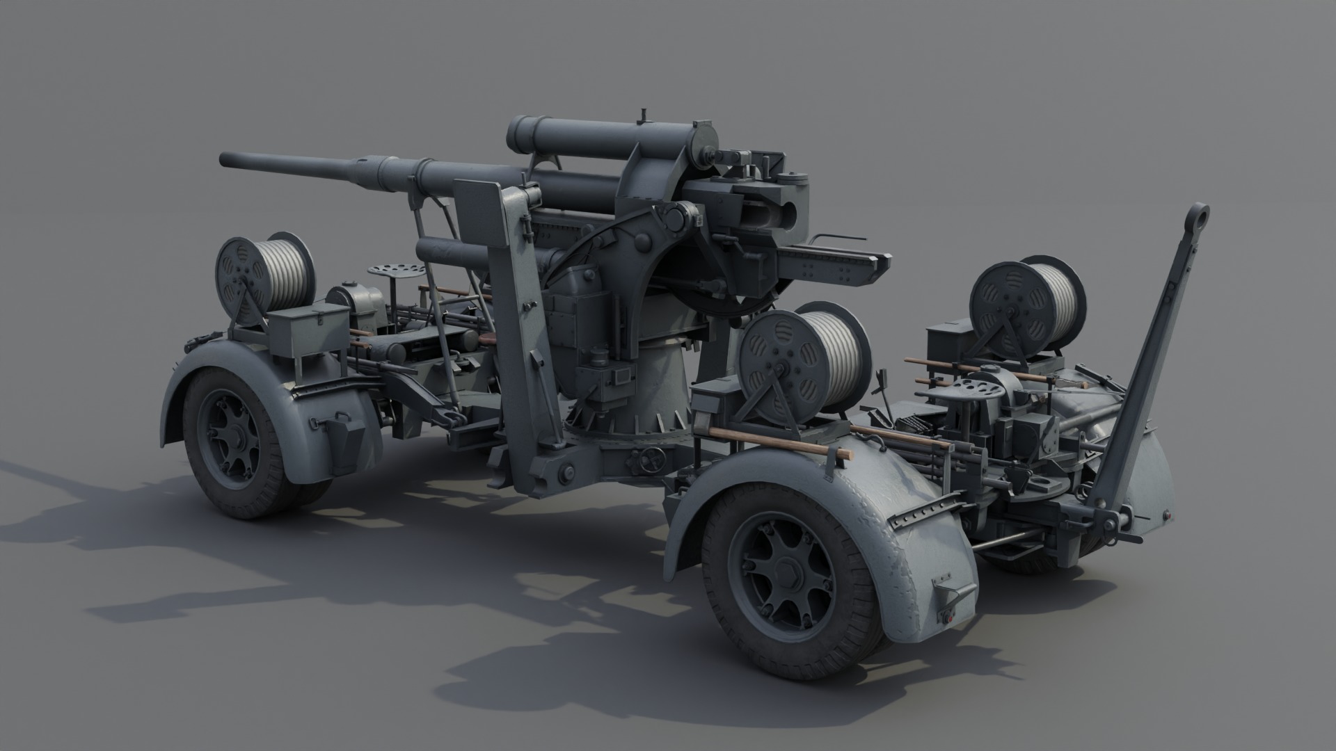3D model 88mm Flak 36 Carriage Anti Aircraft Gun VR / AR / low-poly ...