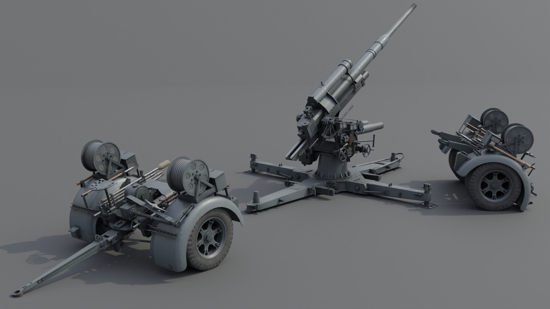 3D model 88mm Flak 36 Carriage Anti Aircraft Gun VR / AR / low-poly ...