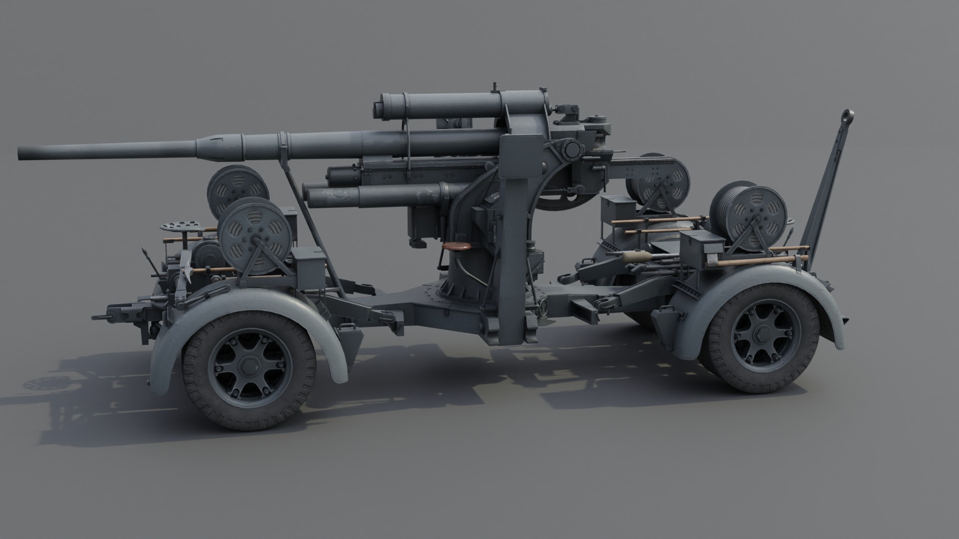 3D model 88mm Flak 36 Carriage Anti Aircraft Gun VR / AR / low-poly ...