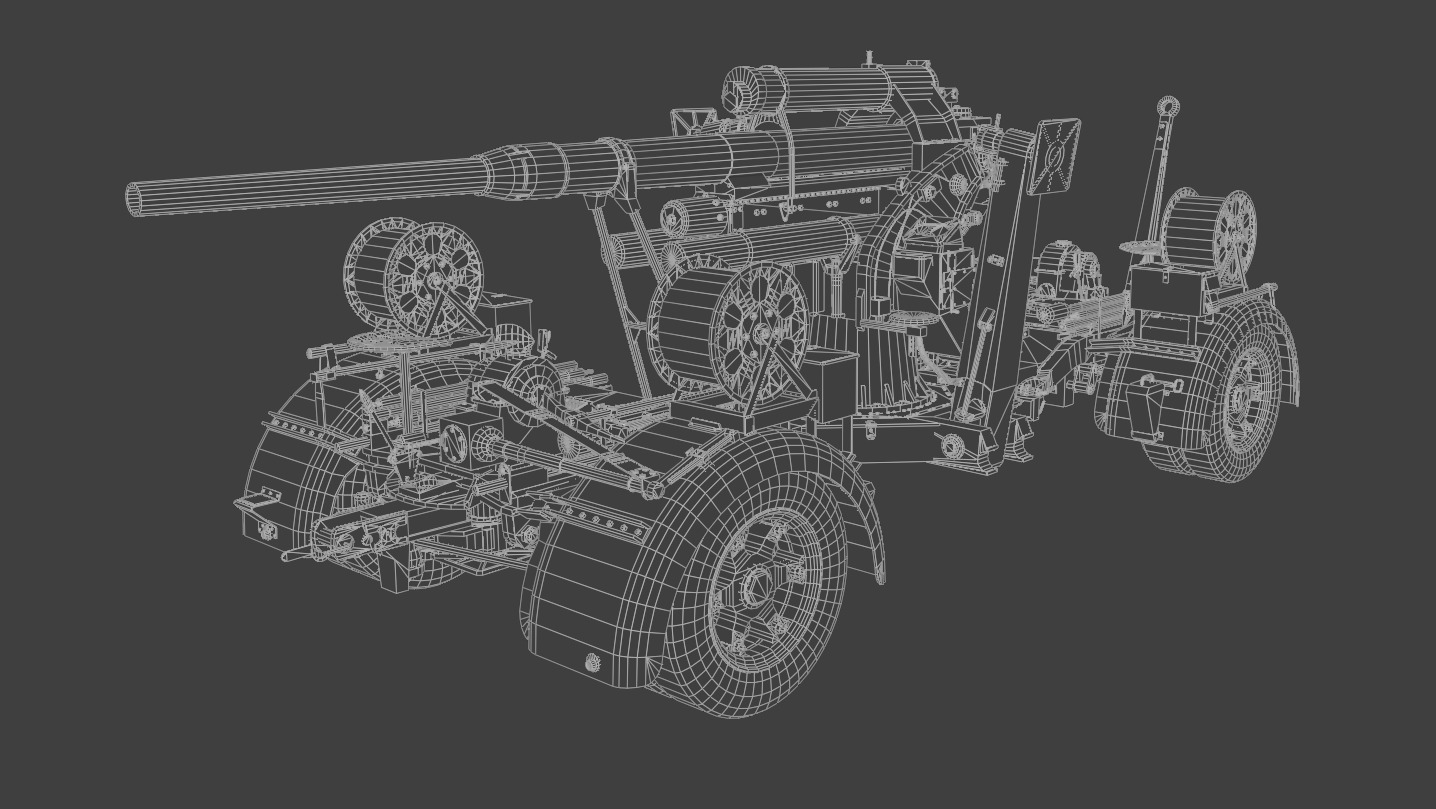 3D model 88mm Flak 36 Carriage Anti Aircraft Gun VR / AR / low-poly ...