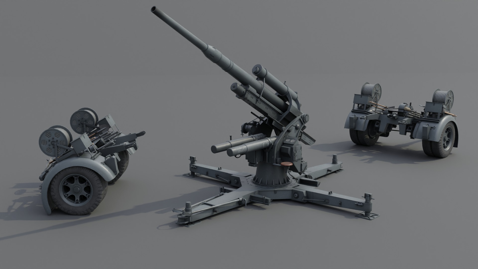 3D model 88mm Flak 36 Carriage Anti Aircraft Gun VR / AR / low-poly ...