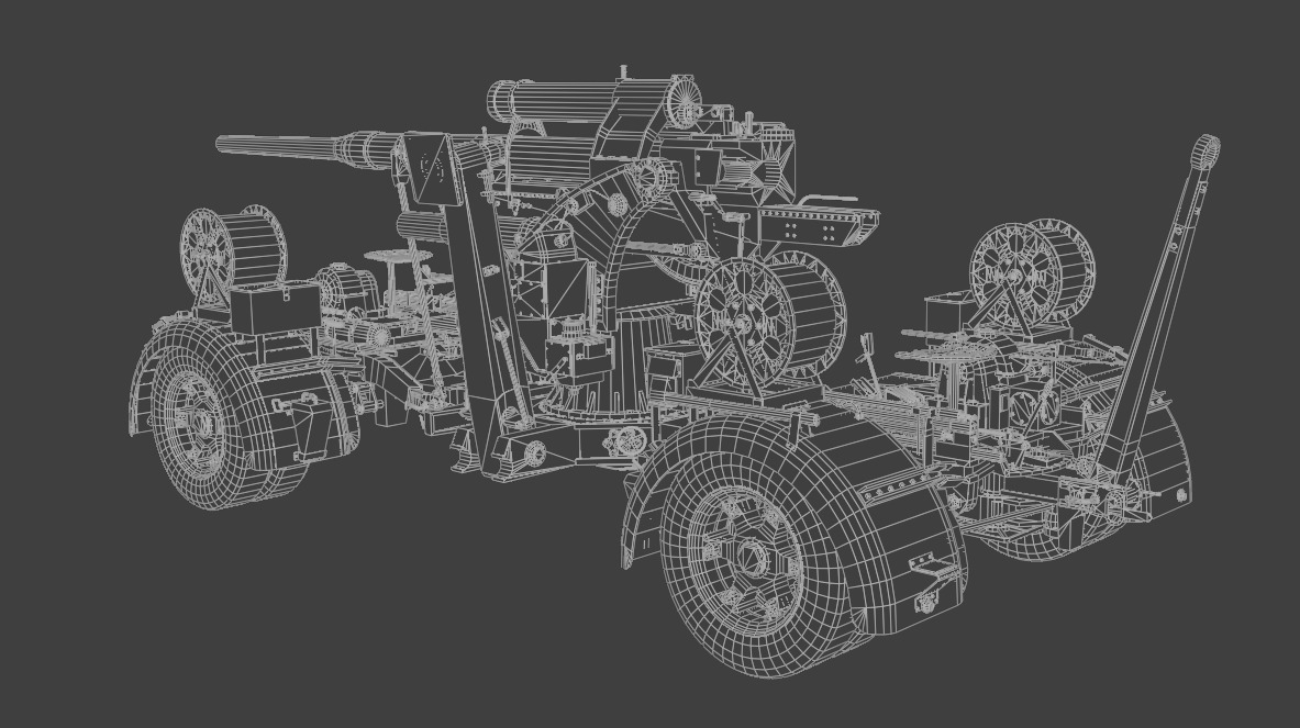 3D model 88mm Flak 36 Carriage Anti Aircraft Gun VR / AR / low-poly ...