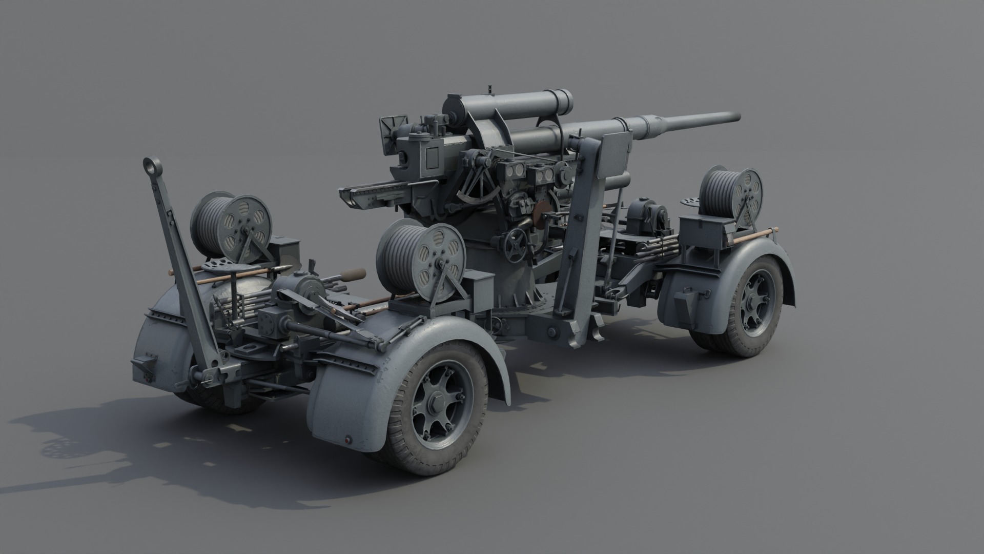 3D model 88mm Flak 36 Carriage Anti Aircraft Gun VR / AR / low-poly ...