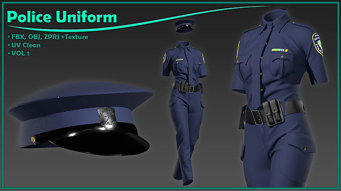 female police uniform with texture 3D model | CGTrader