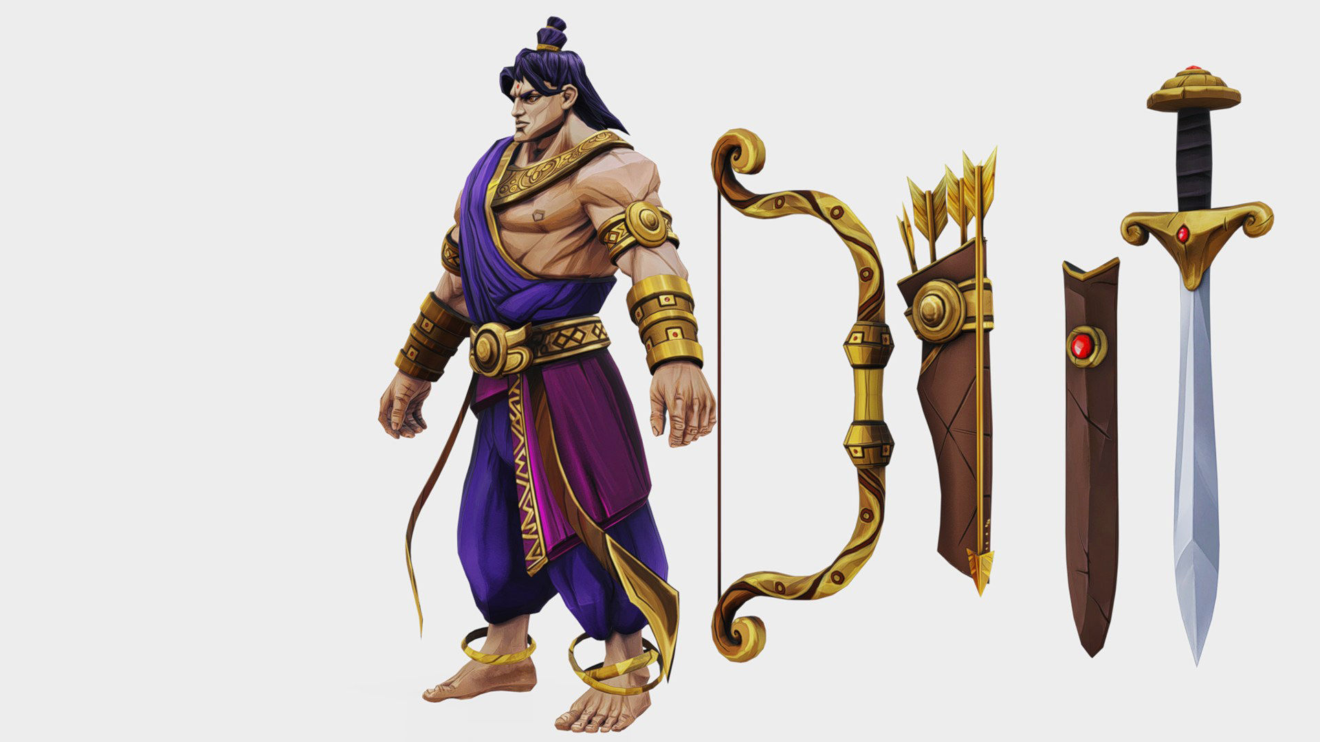 3D model Man Archer Male Indian God Hero Boss Lowpoly VR / AR / low ...