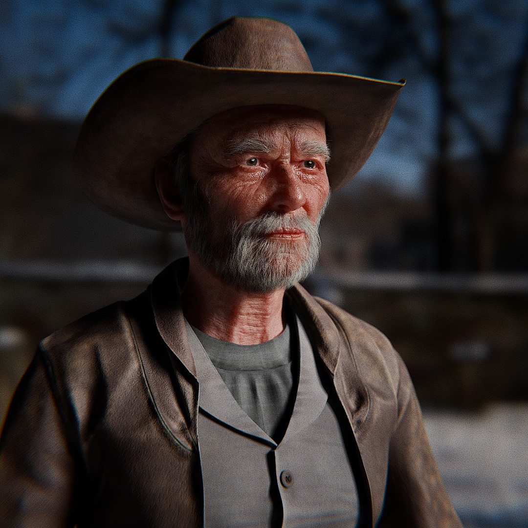 Cowboy Gramps free 3D model rigged | CGTrader