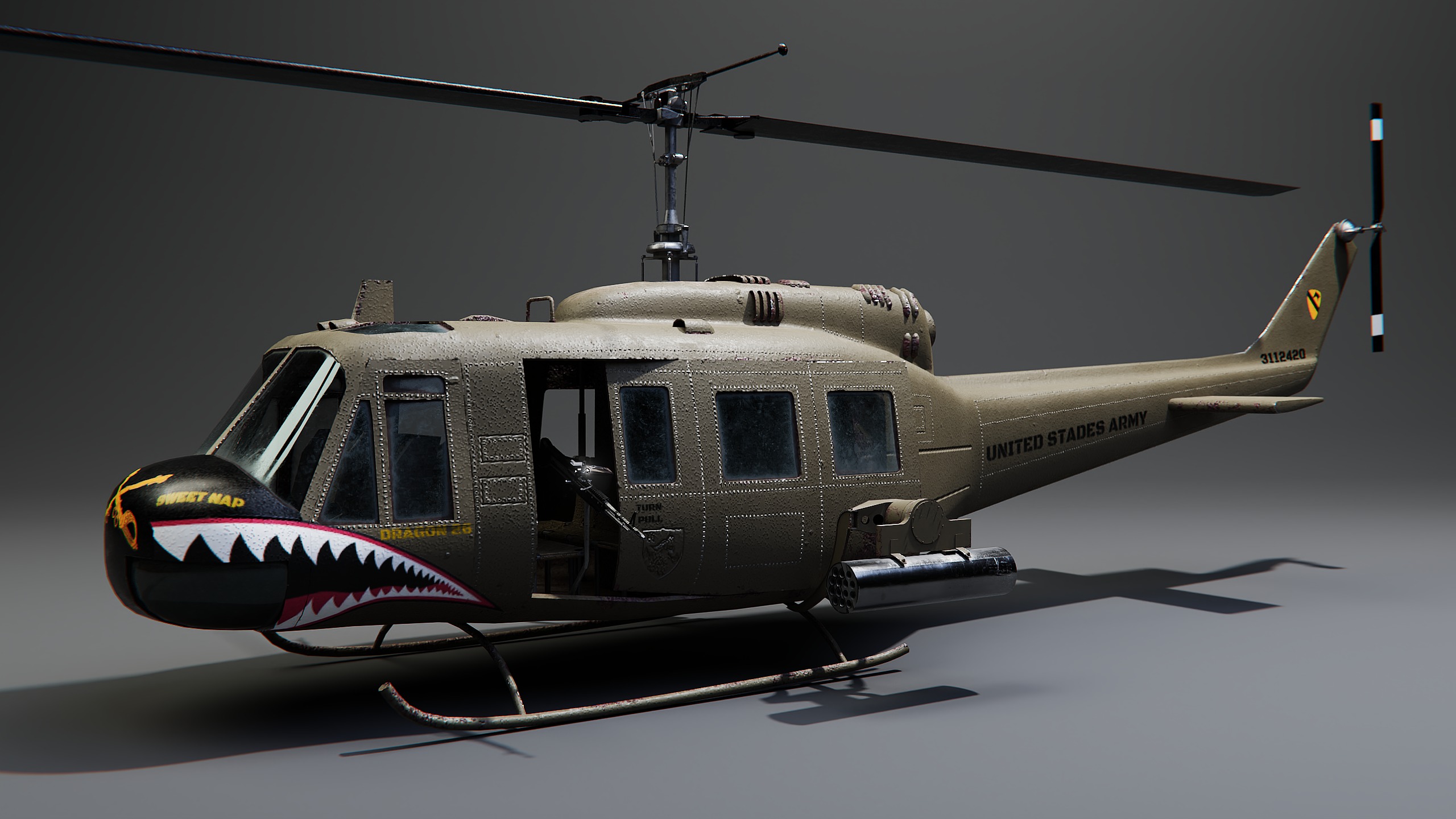 3D model Bell UH-1 Huey Helicopter - 3D Model for Rendering and ...