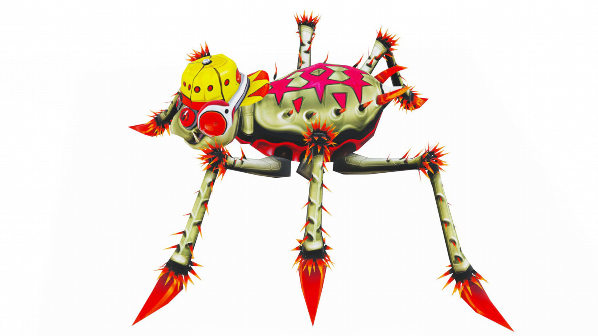 3D model Red Star Spider Funny Cartoon Insect Parasite Beetle Lowpoly ...