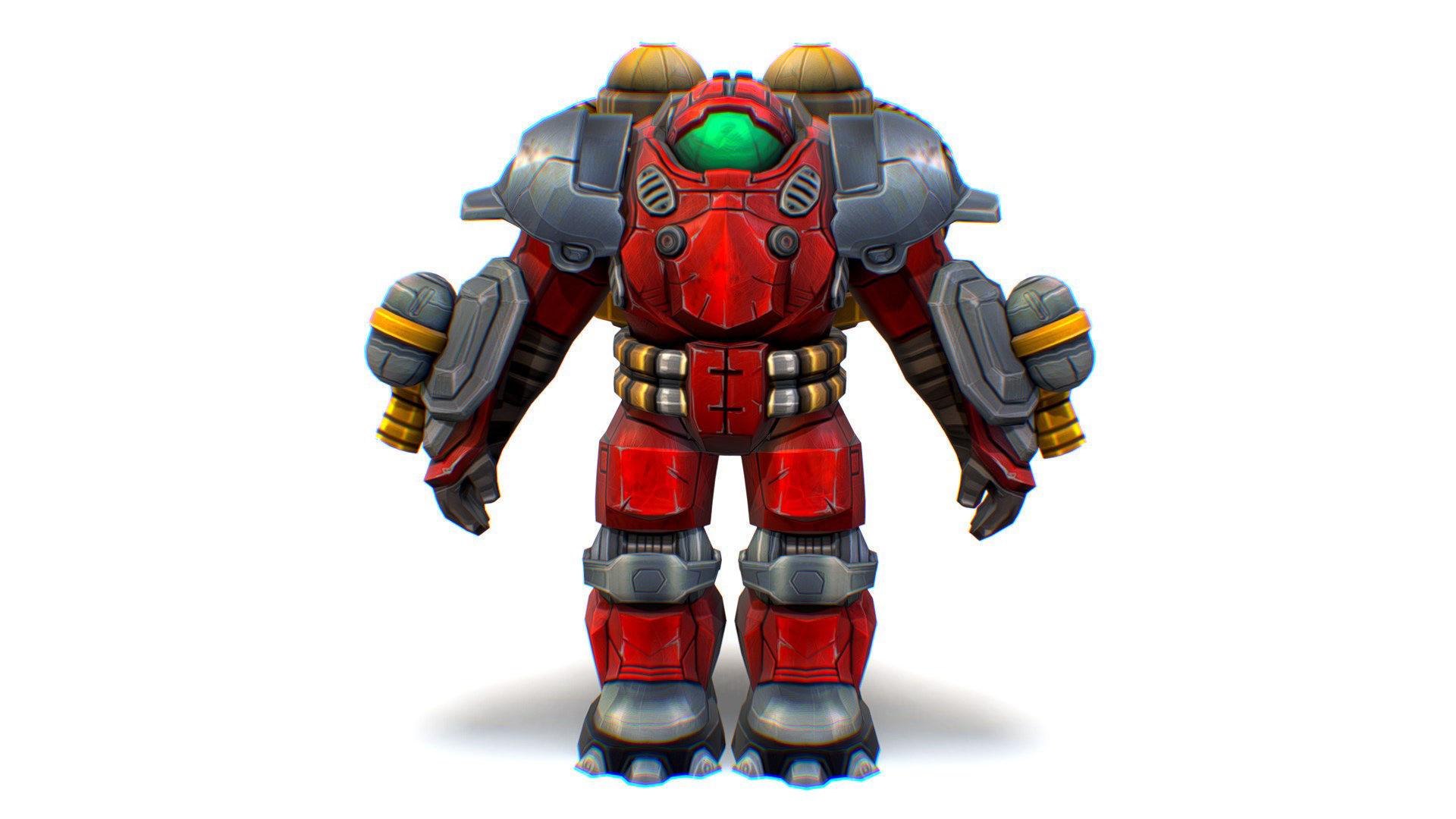 3D model Flamethrower Heavy Combat Robot Red Space Suit VR / AR / low ...