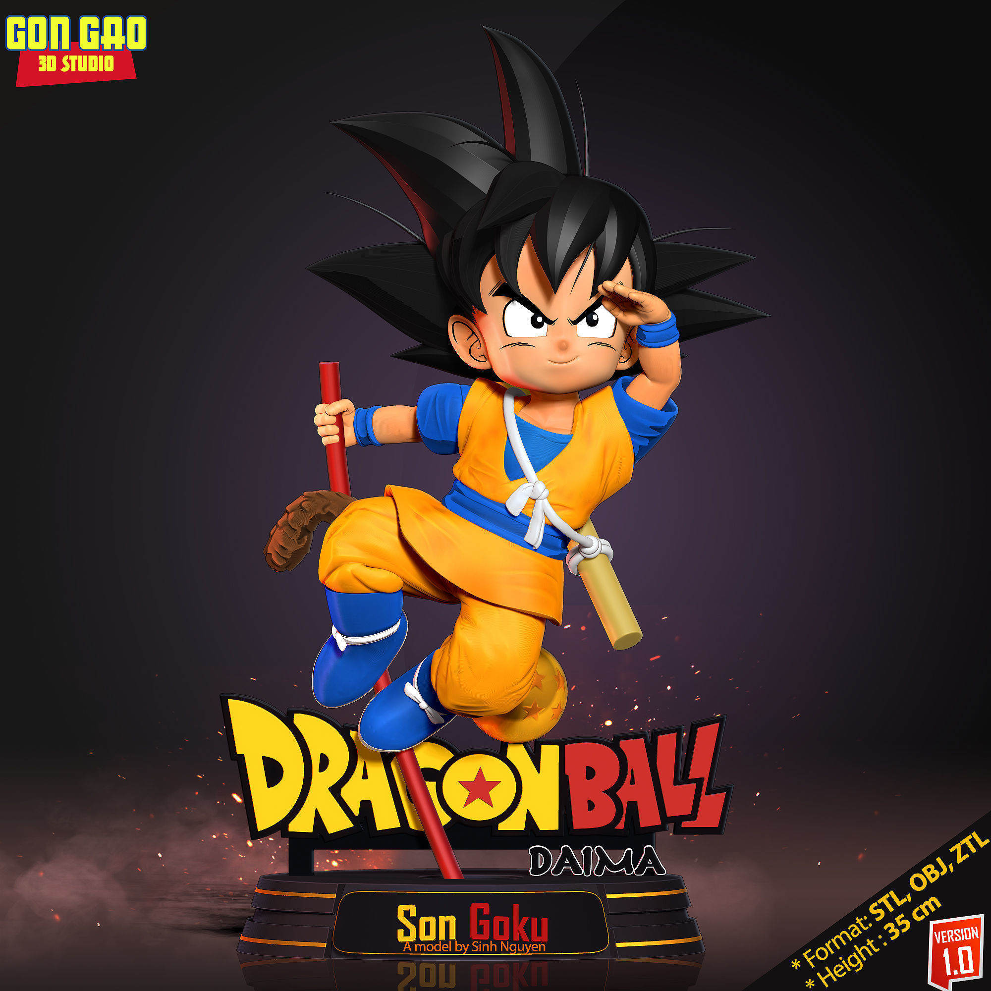 Kid Son Goku 3D model 3D printable | CGTrader
