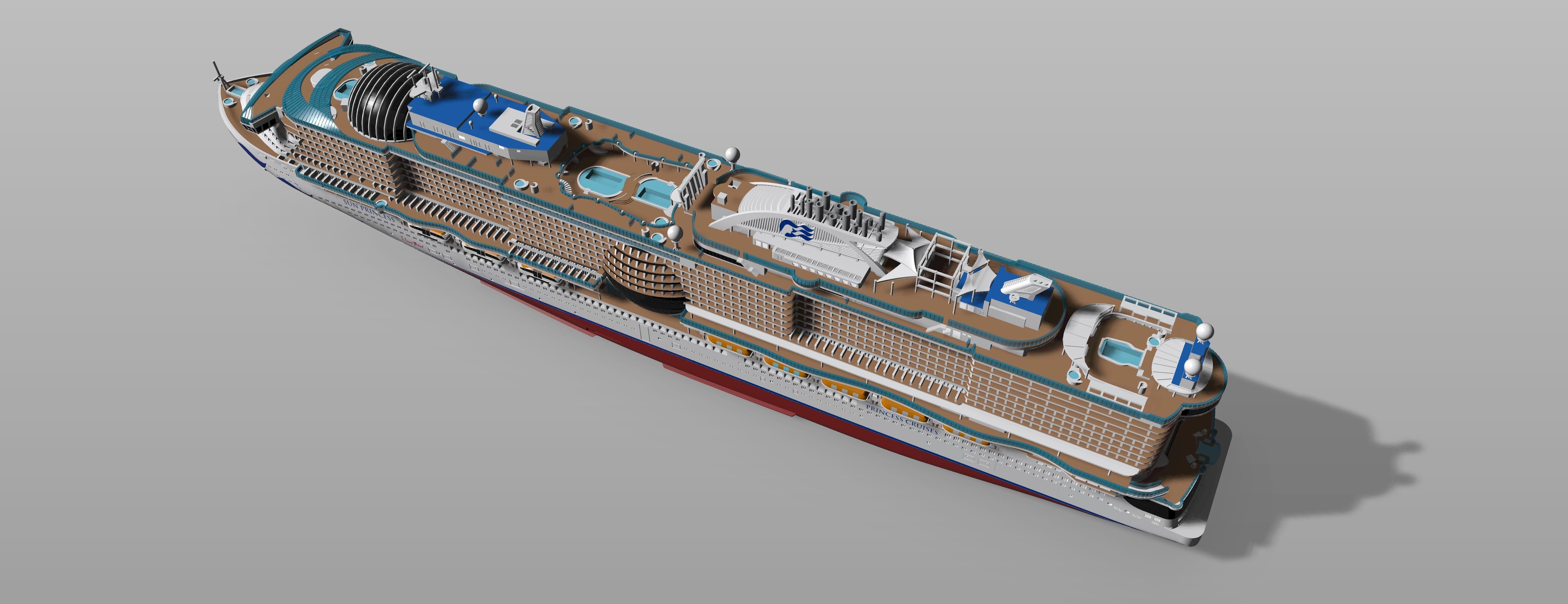 SUN PRINCESS 2024 cruise ship print ready model 3D model 3D printable ...