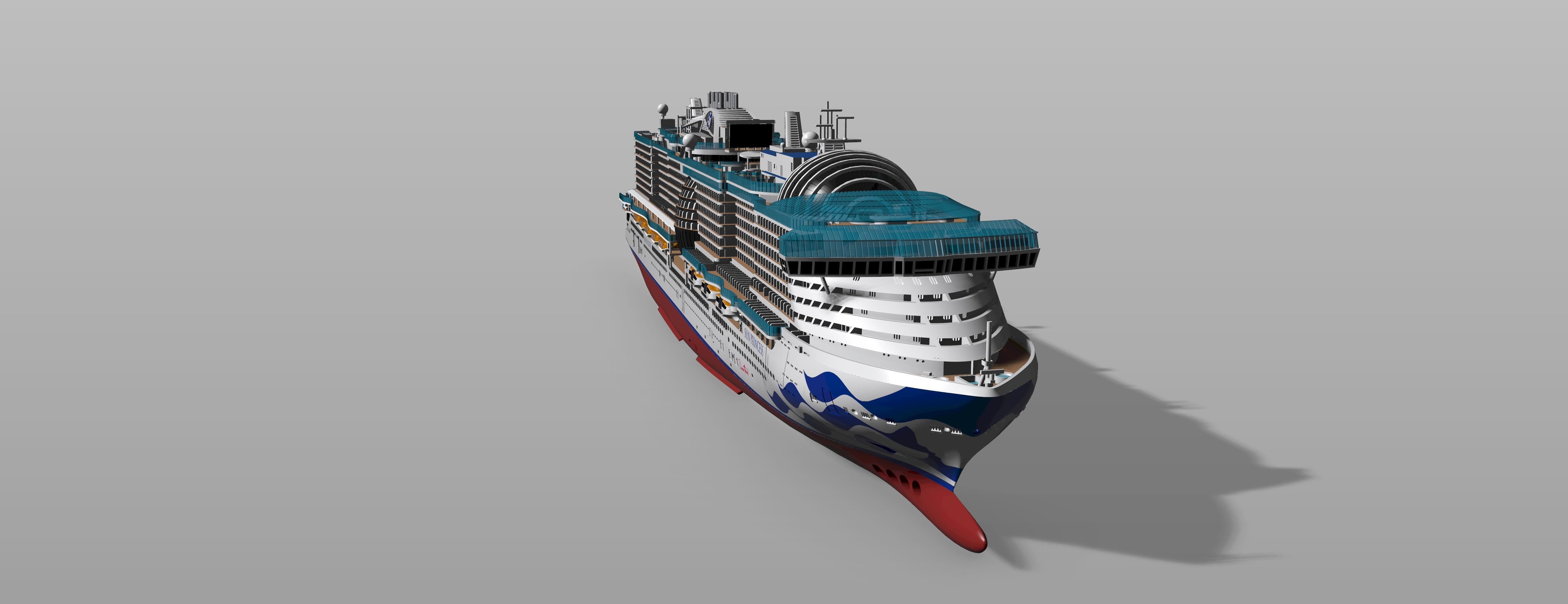 SUN PRINCESS 2024 cruise ship print ready model 3D model 3D printable ...