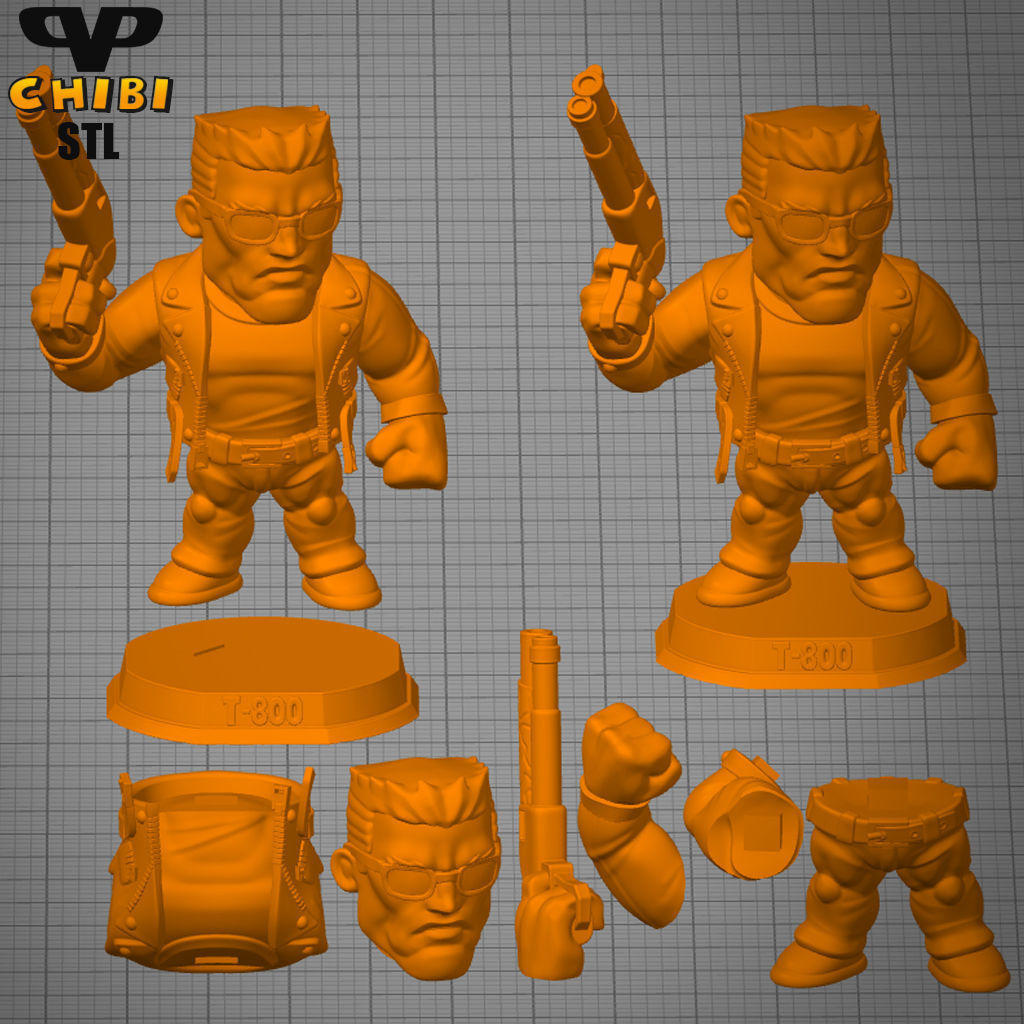 T800 Terminator Chibi STL for 3D Printing ChibiSTL 3DXM 3D model 3D ...