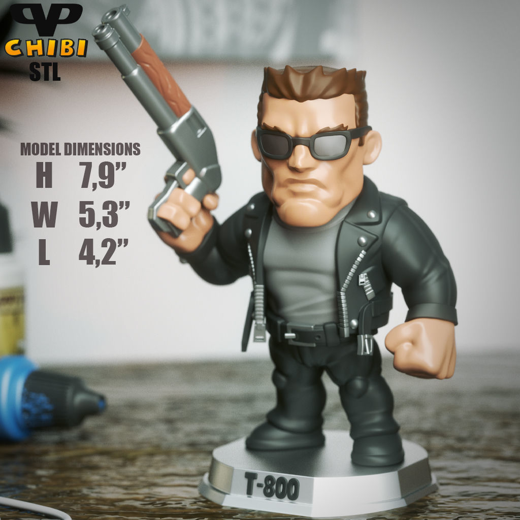T800 Terminator Chibi STL for 3D Printing ChibiSTL 3DXM 3D model 3D ...