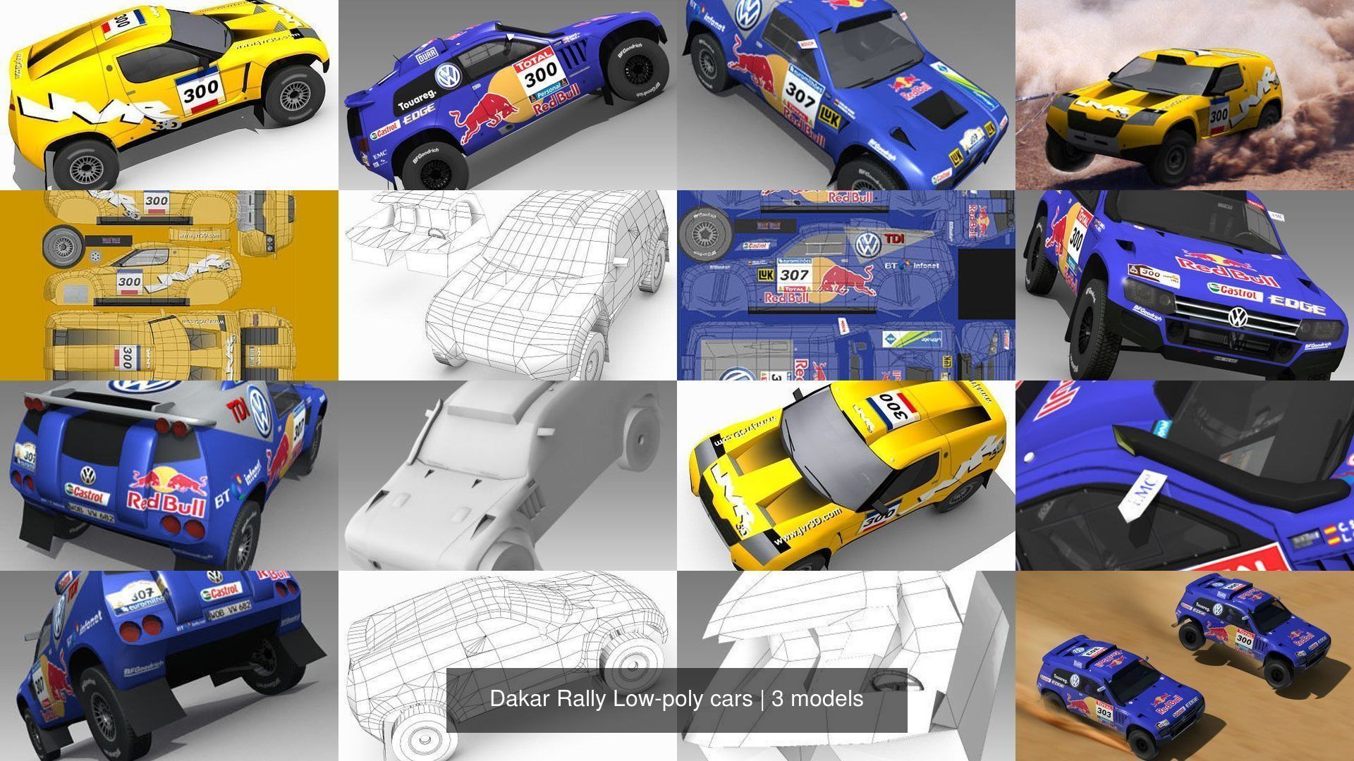 3D Model Collection Dakar Rally Low-poly cars VR / AR / low-poly | CGTrader