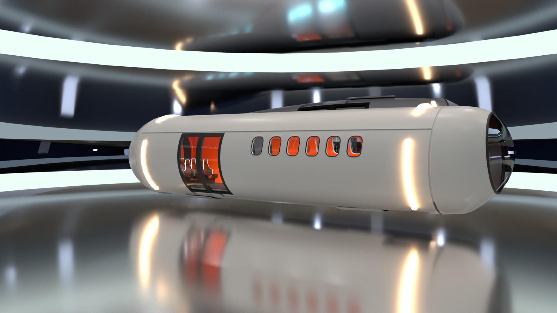 Futuristic Hyperloop Transportation Capsule free 3D model | CGTrader