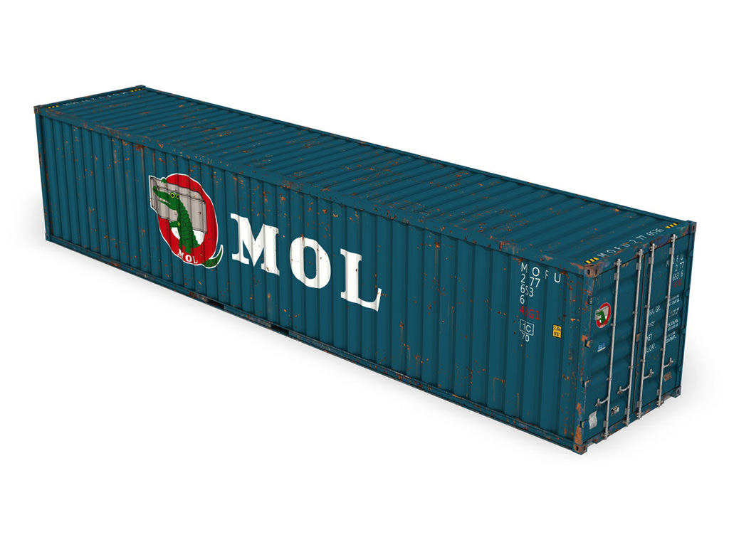 40ft Shipping Container - MOL 3D Model OBJ 3DS FBX C4D LWO LW LWS ...