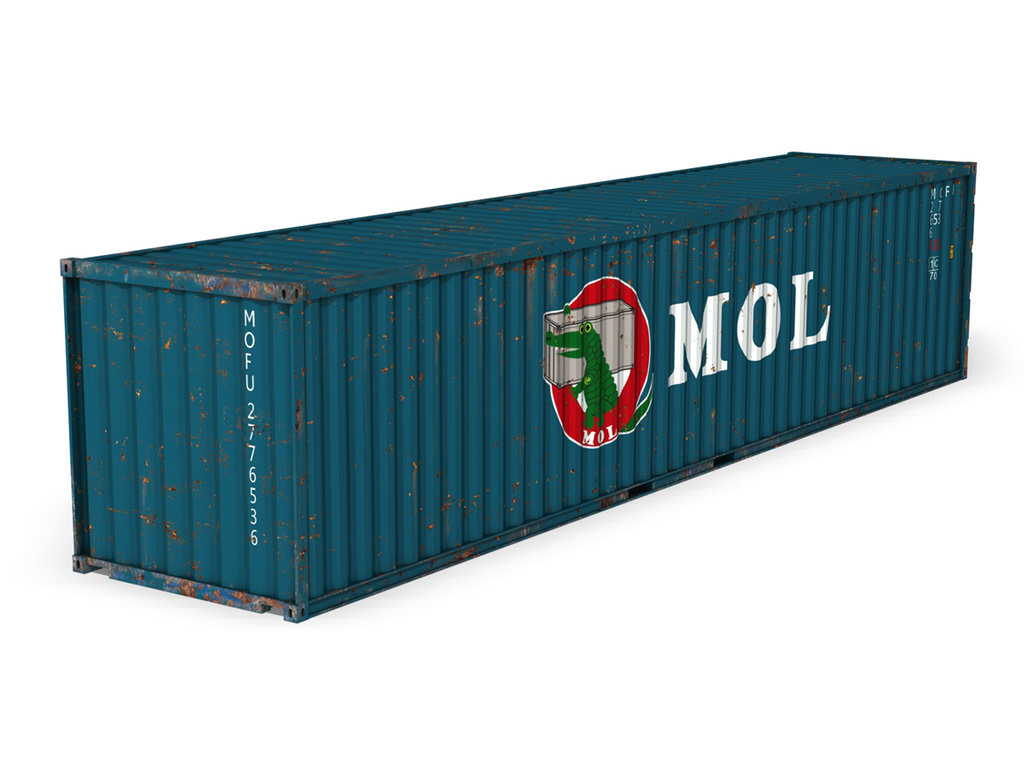 40ft Shipping Container - MOL 3D Model OBJ 3DS FBX C4D LWO LW LWS ...