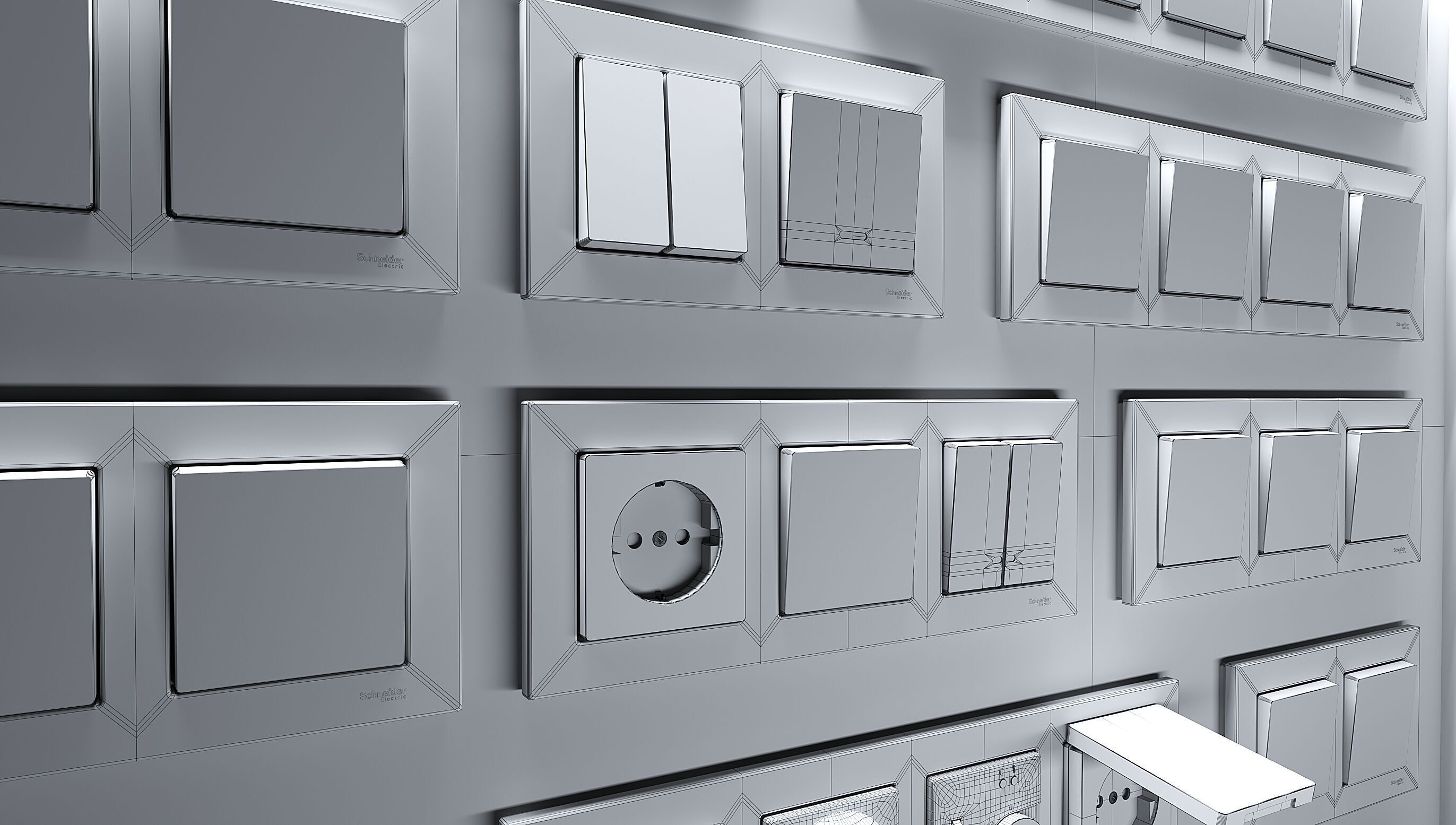 A set of unique sockets and switches 3D model | CGTrader