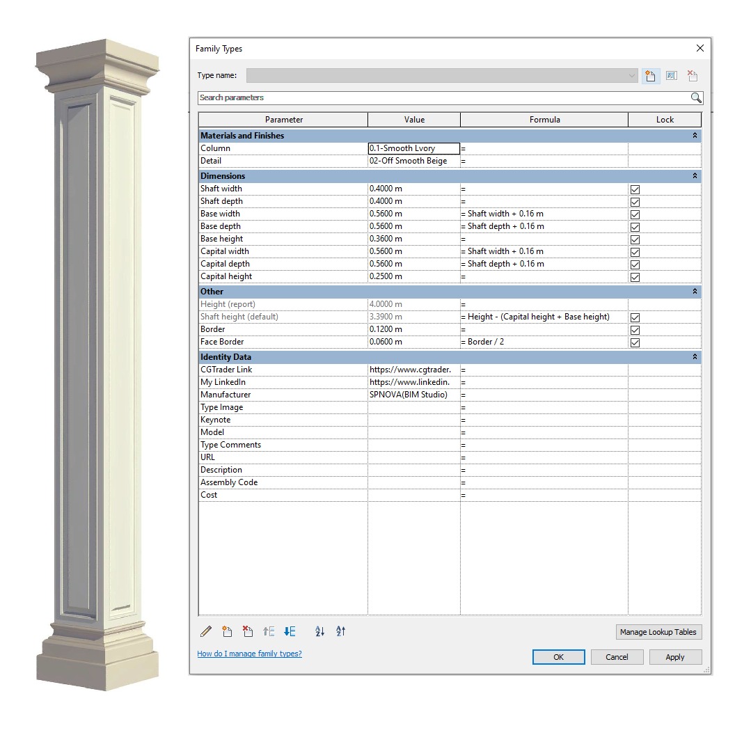 Parametric Classic Columns Family Pack 16 Models for Revit 3D model ...