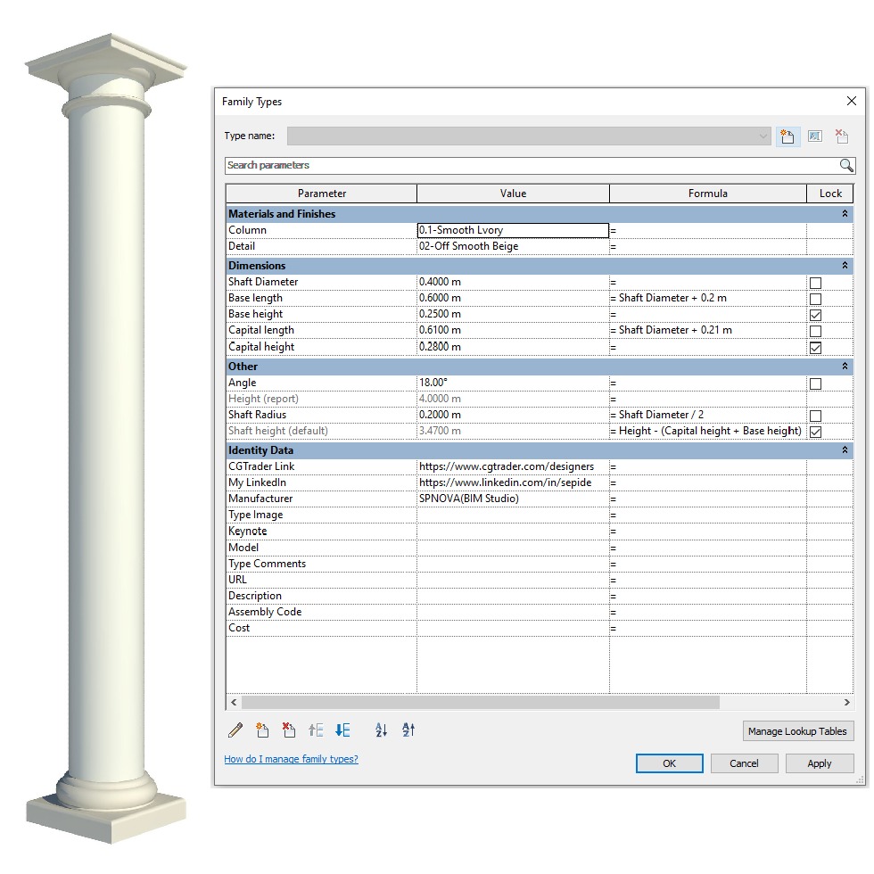 Parametric Classic Columns Family Pack 16 Models for Revit 3D model ...