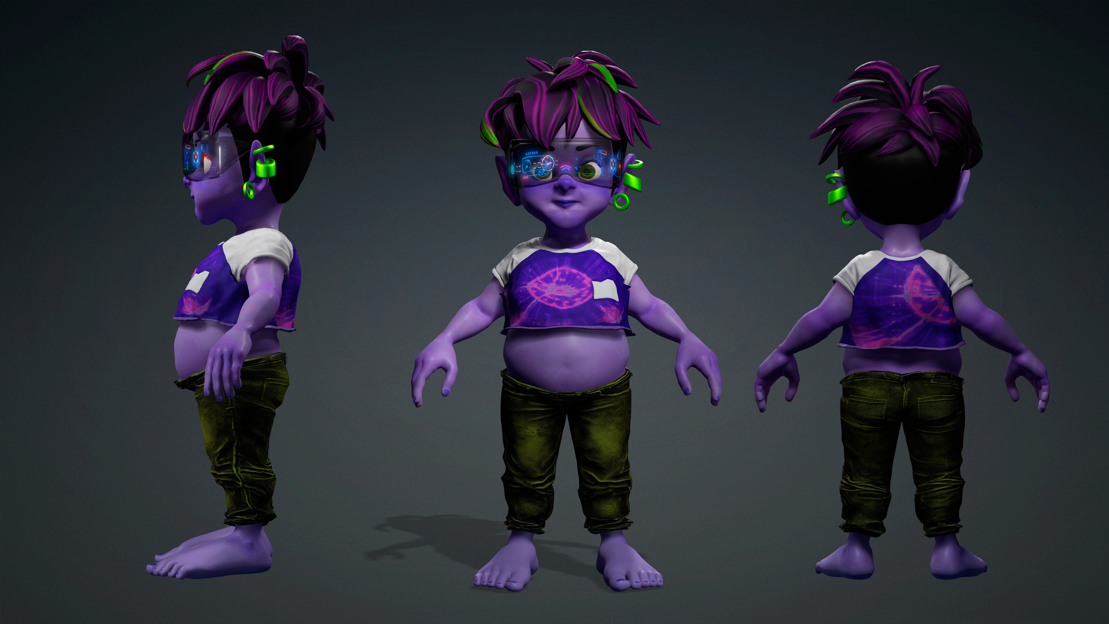 Cartoon Boy Character - Stylized Style Alien Cyberpunk Fantasy 3D model ...