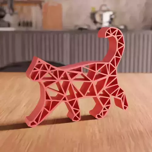 Wireframe Cat Decor STL File - 083 3D model 3D printable | CGTrader