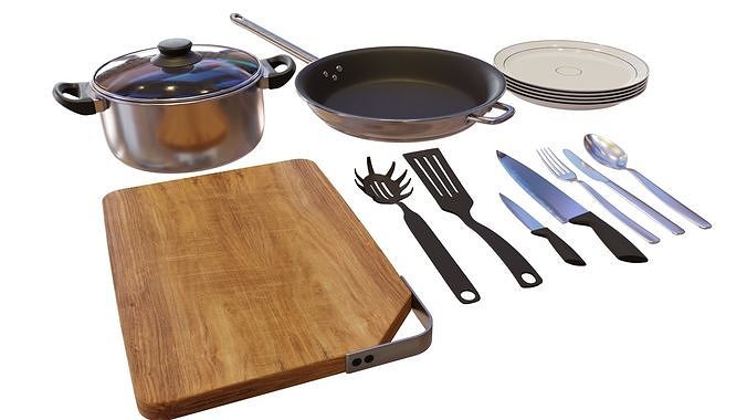 3D model Low poly cooking set 2k textures VR / AR / low-poly | CGTrader