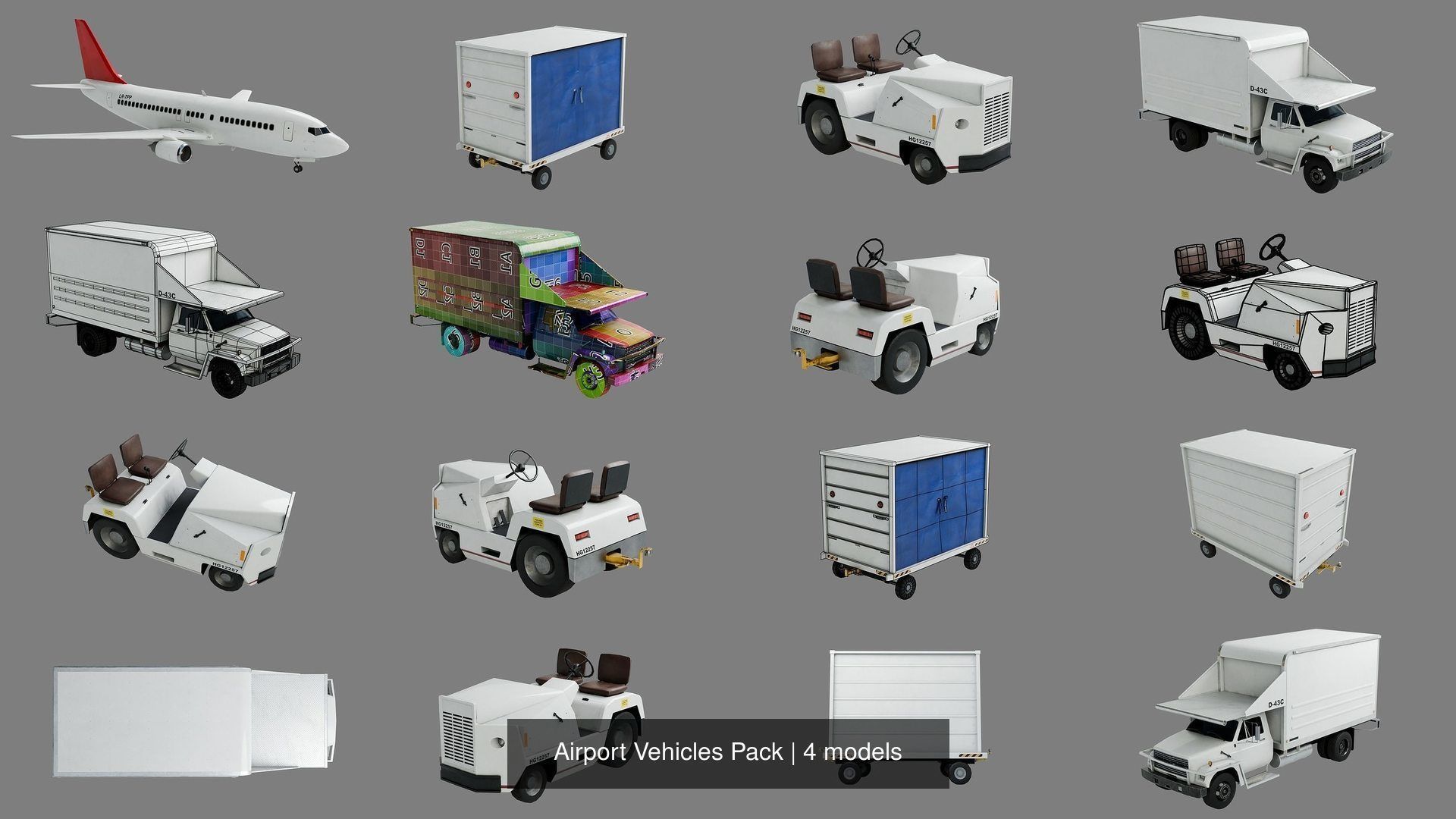 3D Model Collection Airport Vehicles Pack VR / AR / low-poly | CGTrader