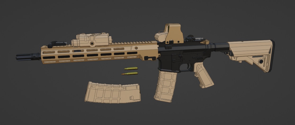 low-poly M4A1 SOPMOD Block III URGI free 3D model | CGTrader