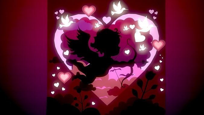 3D model Cupid Angel Shadow box VR / AR / low-poly | CGTrader