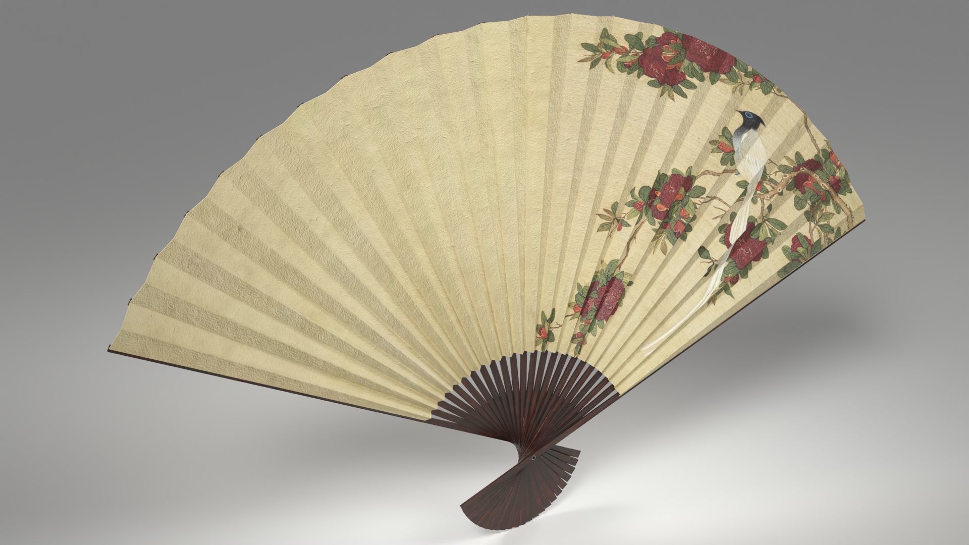 3D model Japanese Hand Folding Fan VR / AR / low-poly | CGTrader
