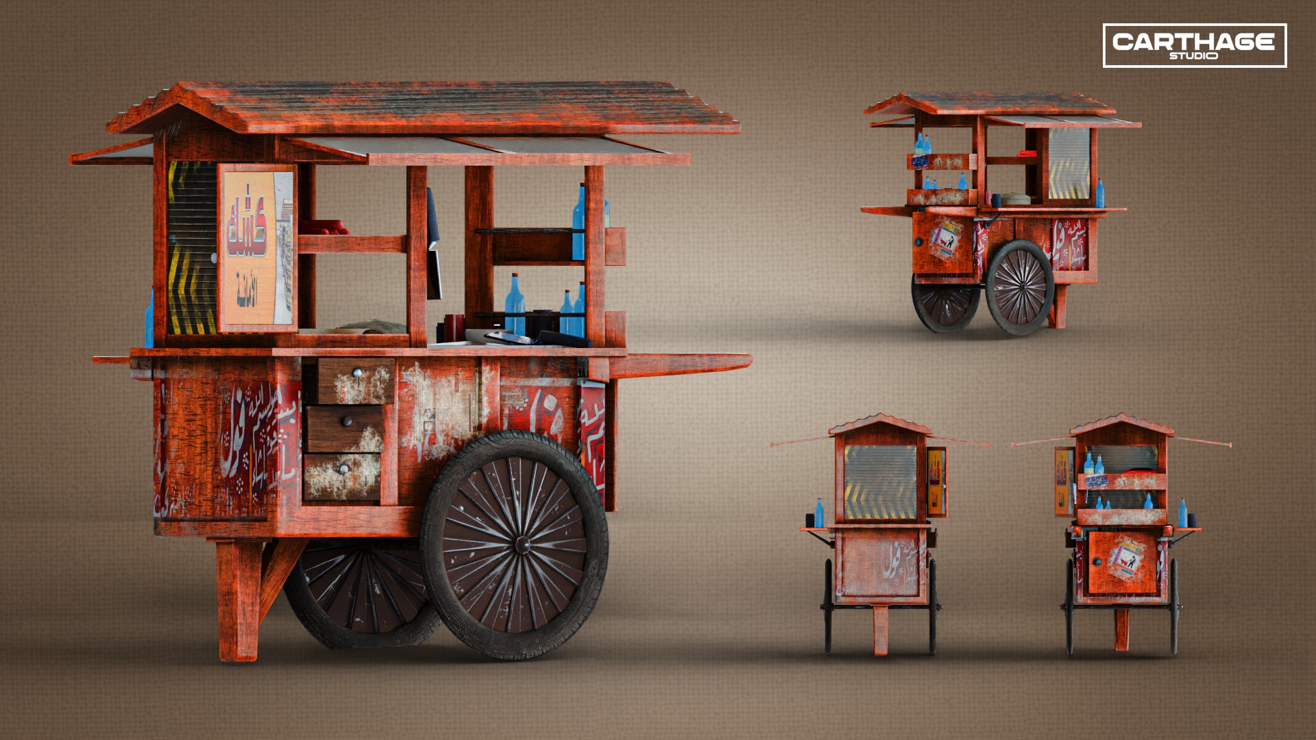 3D model 75 Arabic City Street Props Pack VR / AR / low-poly | CGTrader