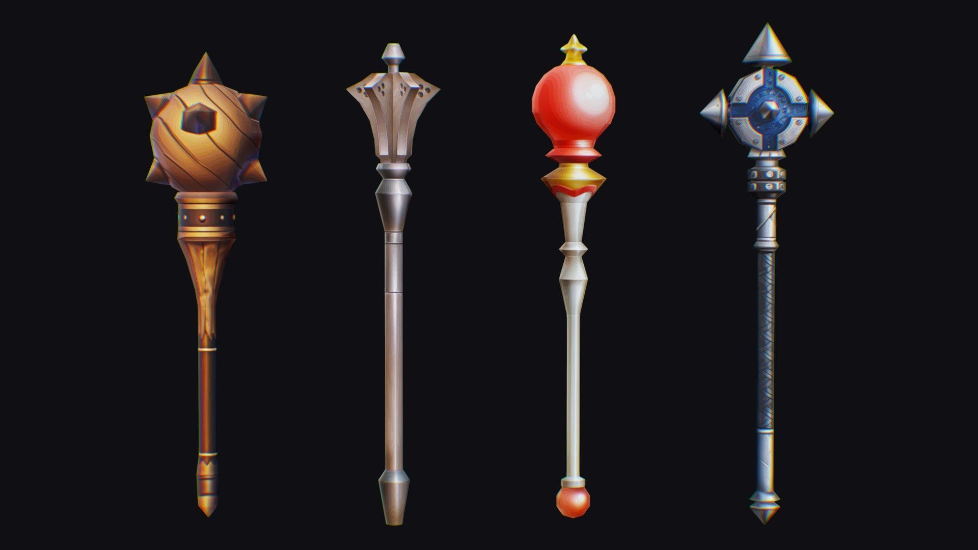 3D model Flanged Mace Club Weapon War Hammer Medieval Baton VR / AR ...