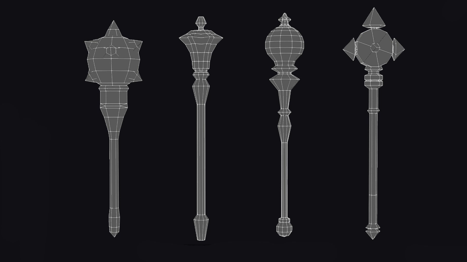 3D model Flanged Mace Club Weapon War Hammer Medieval Baton VR / AR ...