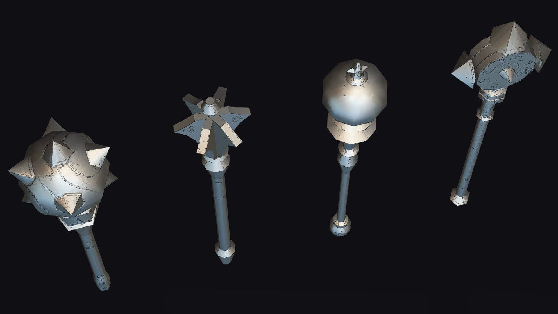 3D model Flanged Mace Club Weapon War Hammer Medieval Baton VR / AR ...