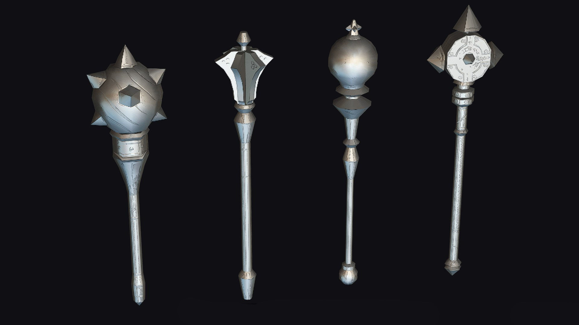 3D model Flanged Mace Club Weapon War Hammer Medieval Baton VR / AR ...