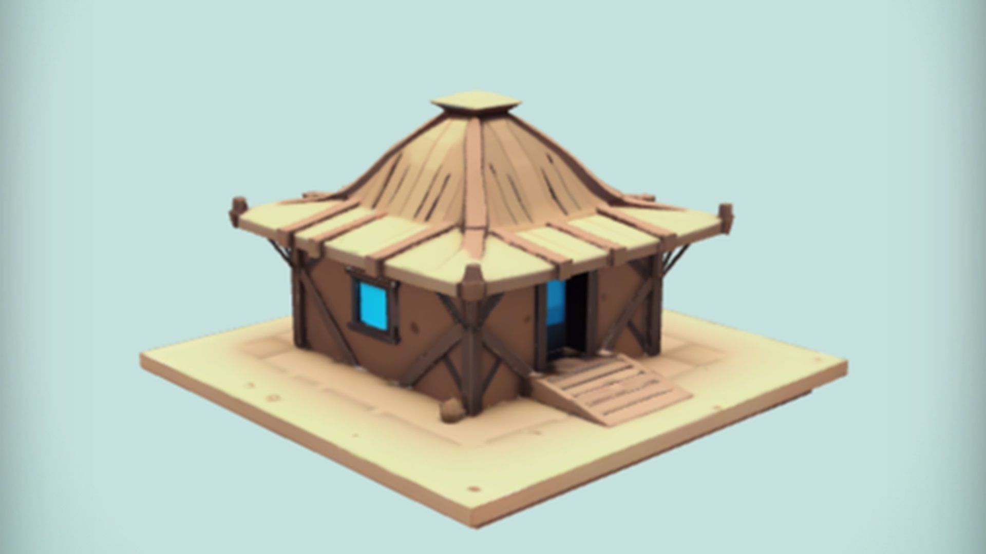 cartoon wooden hut on a platform 3D model | CGTrader
