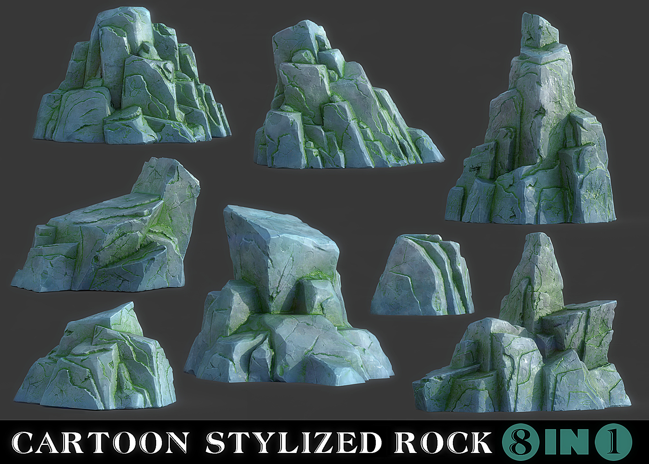 3D model Cartoon Stylized Rock Collcetion VR / AR / low-poly | CGTrader