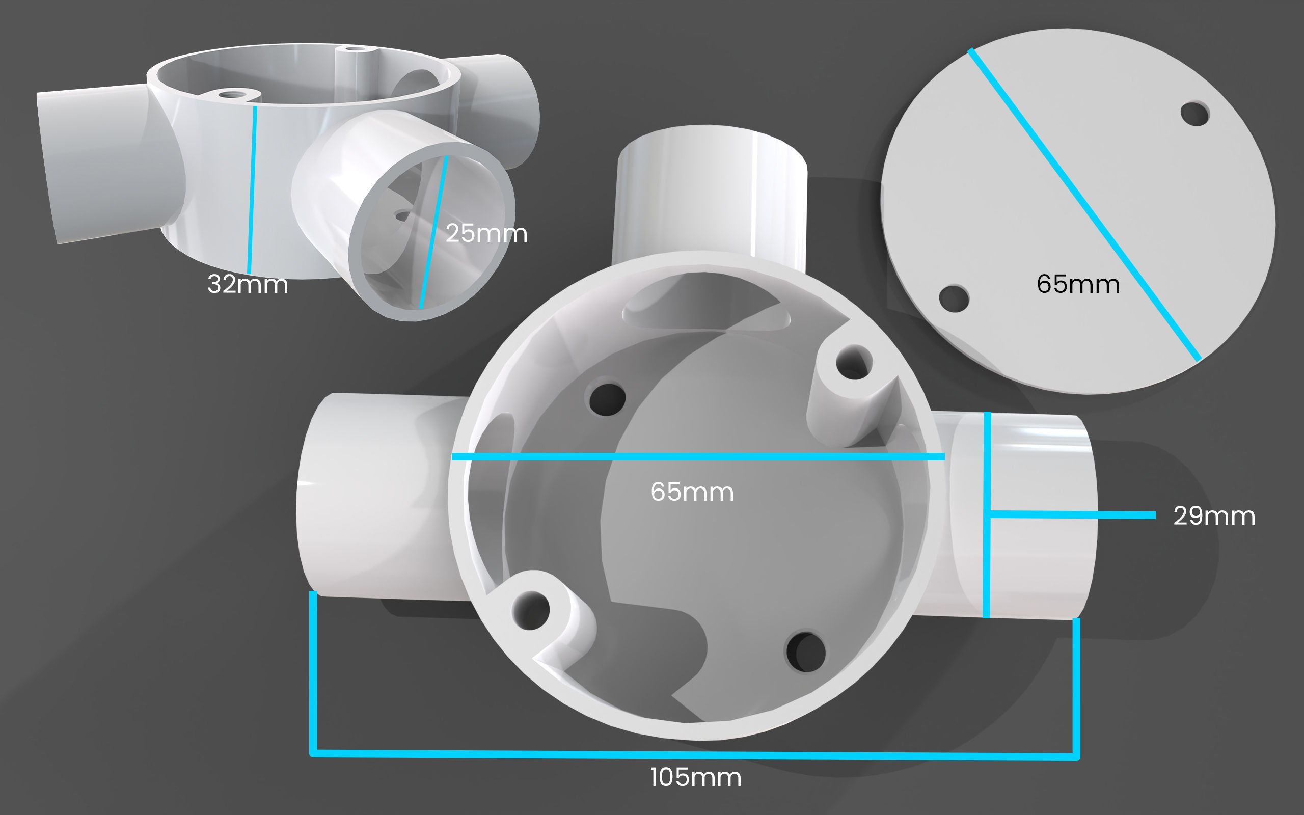 PVC Junction Box 3D model 3D printable | CGTrader