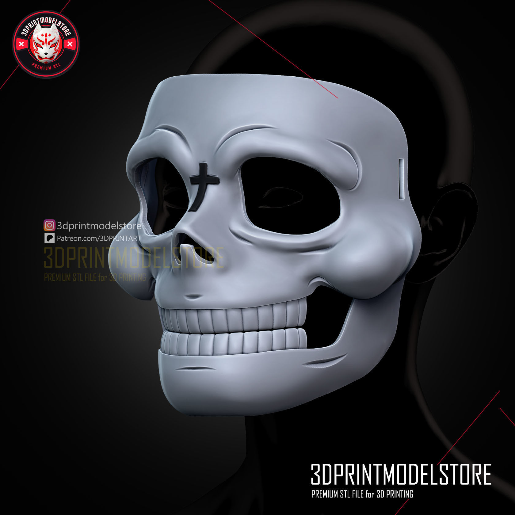 Duke of Death - Daleth Skull Mask - Anime Cosplay - Movable Jaw 3D ...