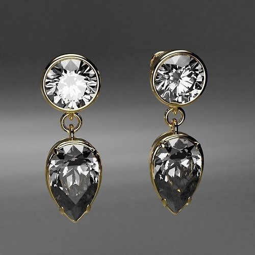 Simple Diamond studded Earing - golden free 3D model | CGTrader