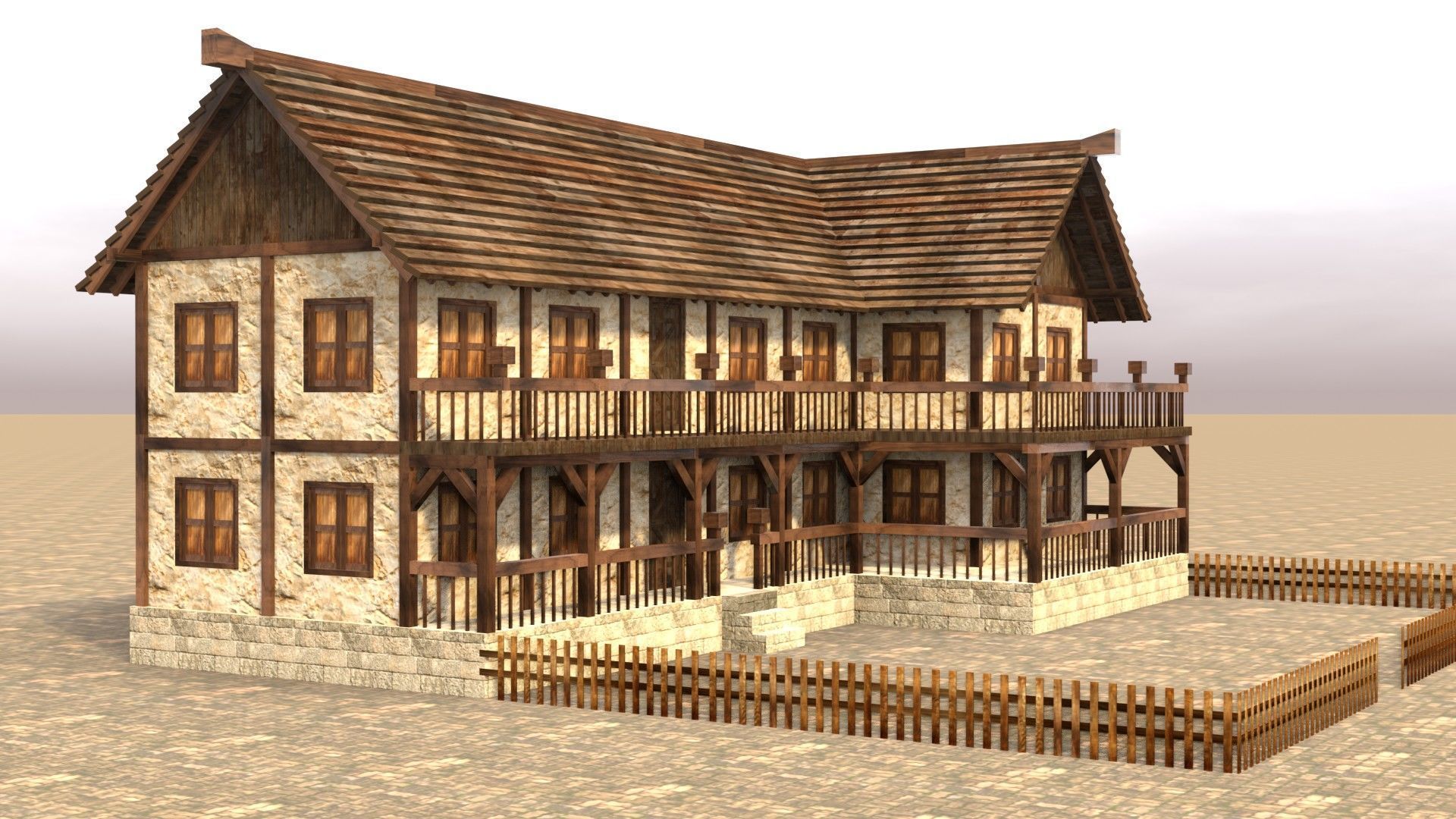 3D model Modular medieval house low poly VR / AR / low-poly | CGTrader