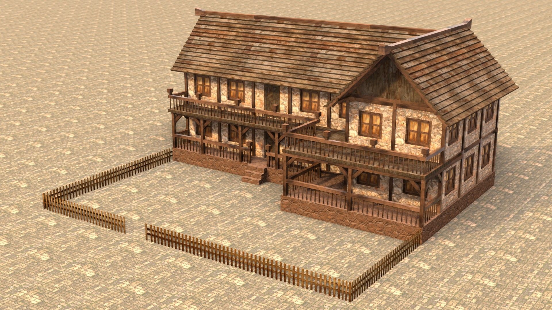 3D model Low poly medieval thatched house VR / AR / low-poly | CGTrader