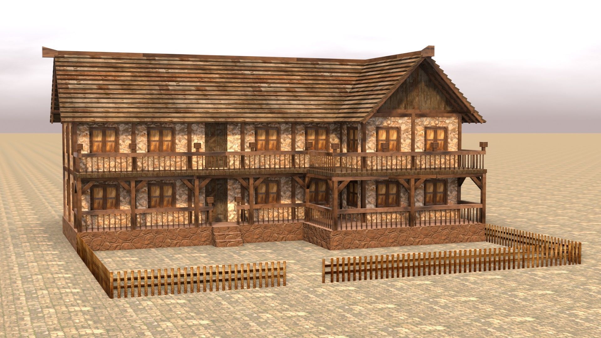 3D model Low poly medieval thatched house VR / AR / low-poly | CGTrader