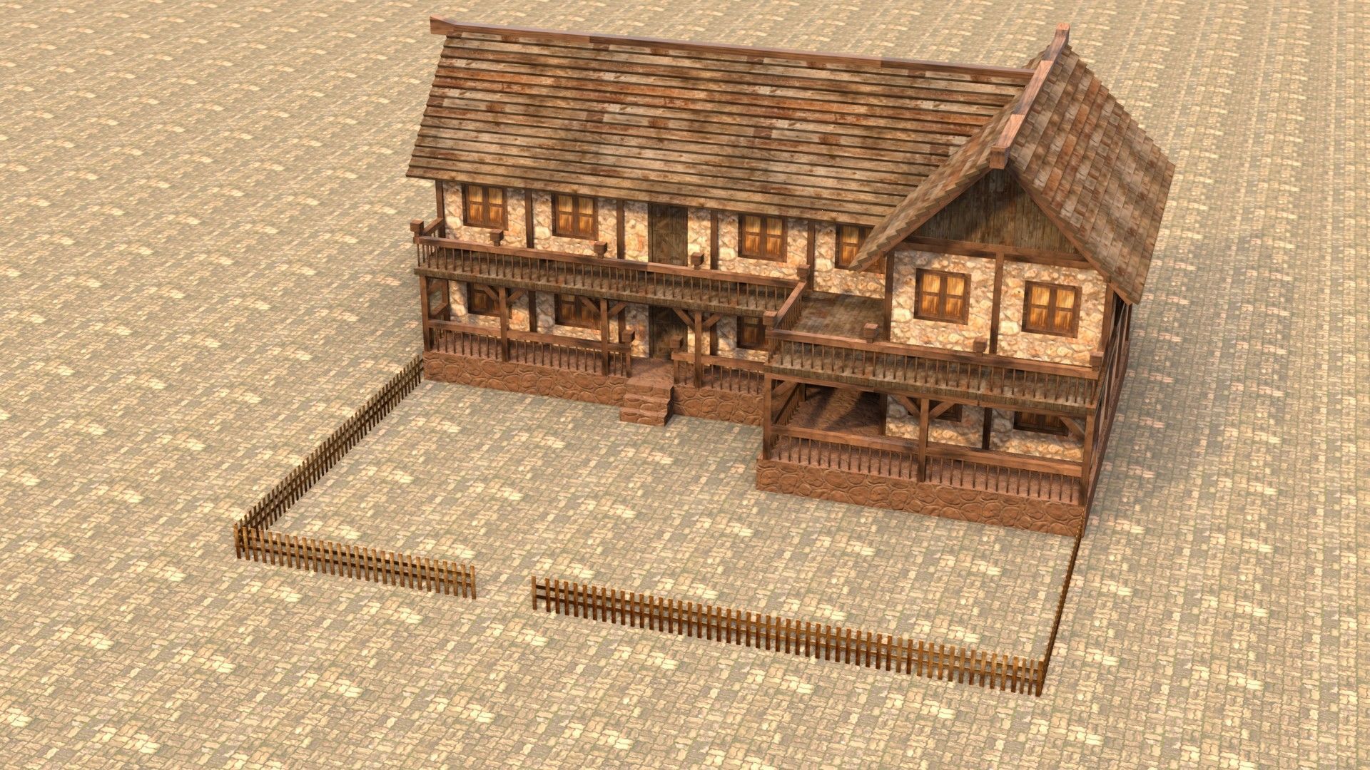 3D model Low poly medieval thatched house VR / AR / low-poly | CGTrader