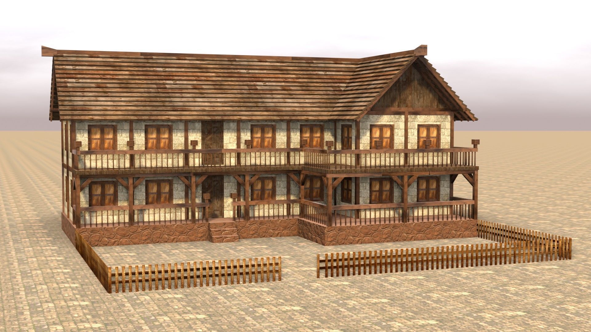 3D model 3D low poly medieval barn VR / AR / low-poly | CGTrader