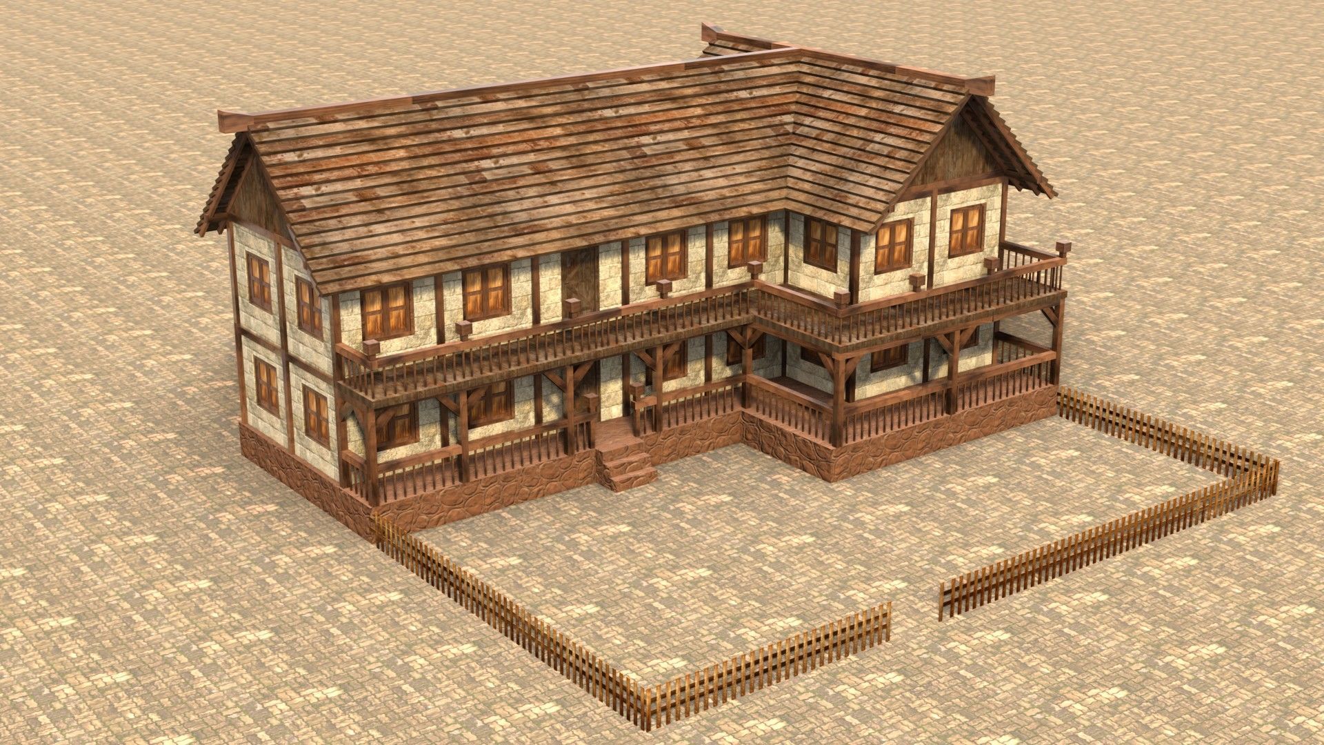 3D model 3D low poly medieval barn VR / AR / low-poly | CGTrader