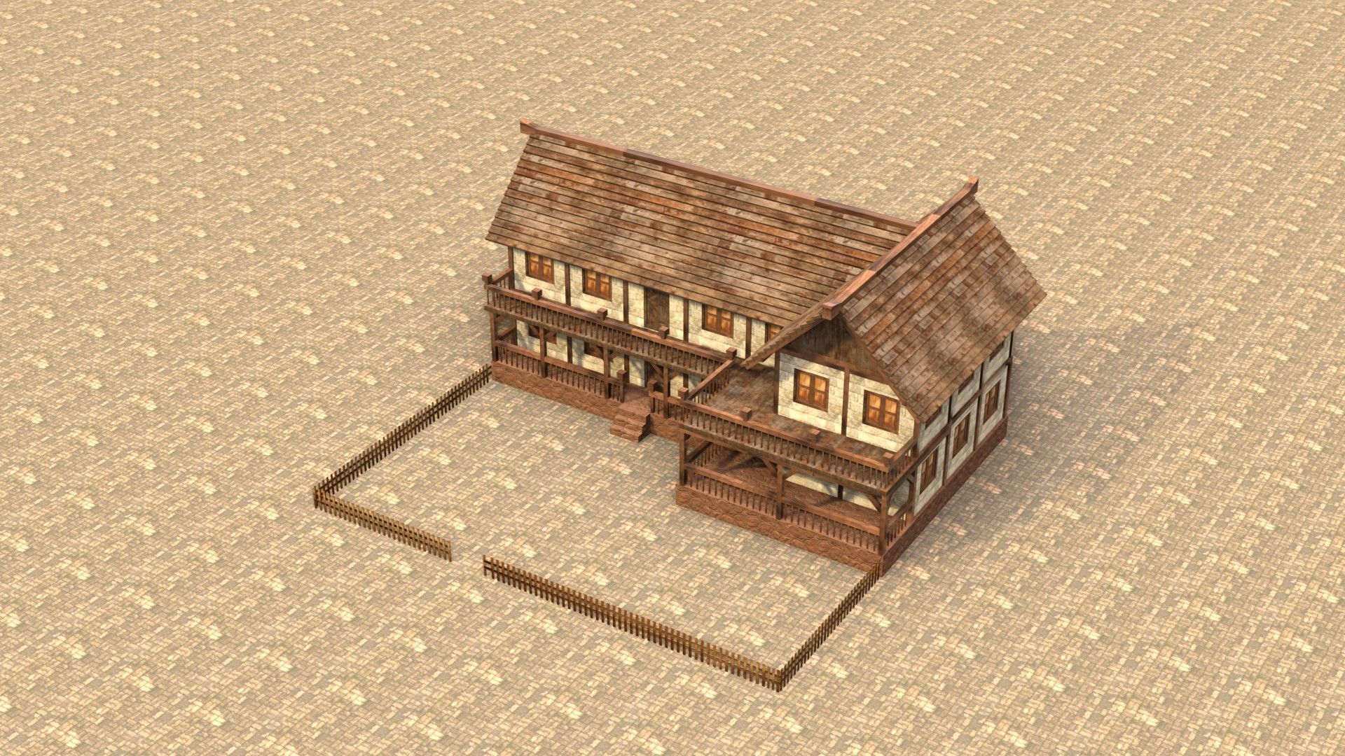 3D model 3D low poly medieval barn VR / AR / low-poly | CGTrader
