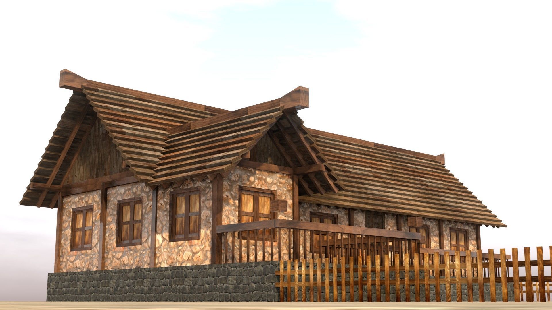 3D model Low poly medieval home exterior VR / AR / low-poly | CGTrader